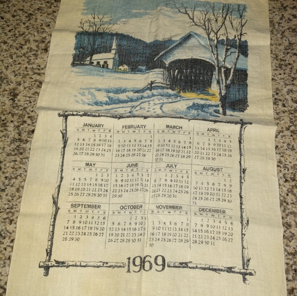 None | Other | Vintage 969 Wall Hanging Calendar Tea Towel | Poshmark